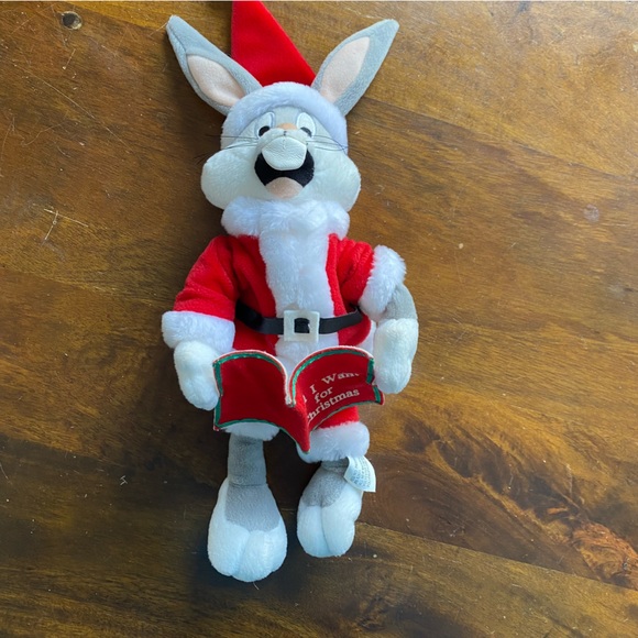 Warner Bros. | Toys | Christmas Bugs Bunny Stuffie Plushie Santa Hat ...